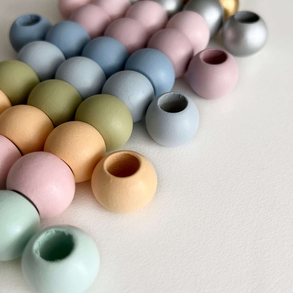 Colour Round Wooden Beads | Large Internal Hole - Mary Maker Studio ...